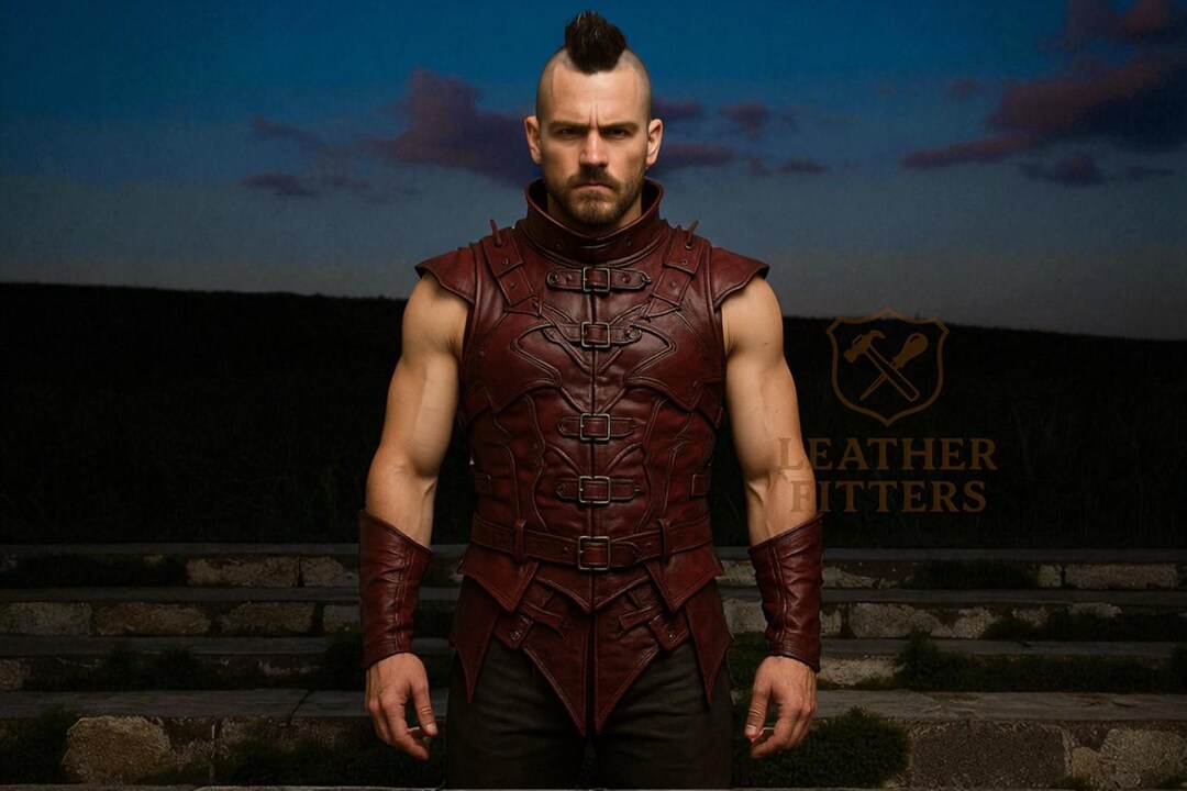 Brown Leather Gladiator Tunic for Men – Handmade Medieval Fantasy Vest ...