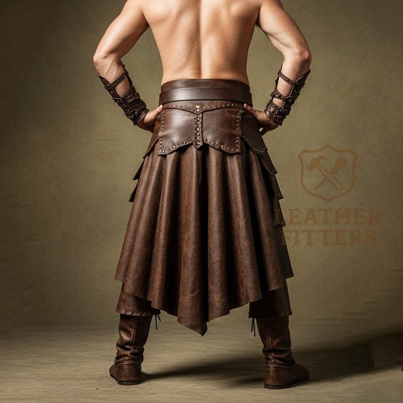 Handmade Men’s Genuine Leather Kilt | Custom Medieval Warrior Skirt ...