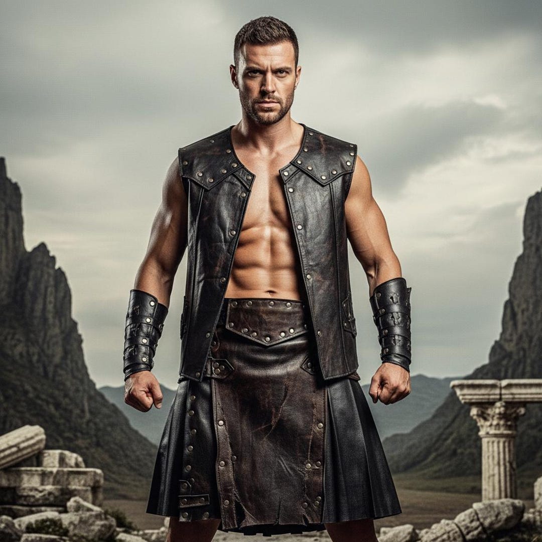 Handmade Medieval Leather Gladiator Costume - Genuine Cowhide Warrior ...