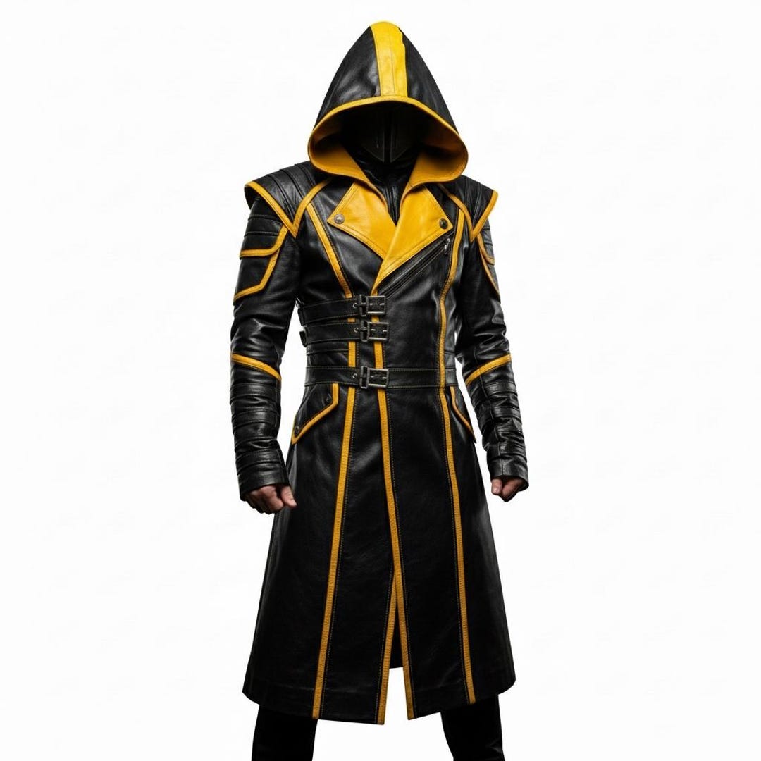Medieval Scorpion Ninja Leather Trench Coat Hooded Assassin Cosplay ...