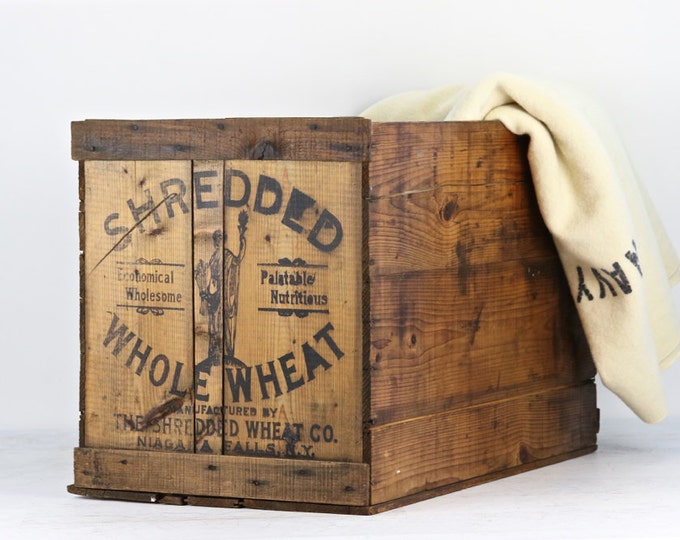 Vintage Shredded Whole Wheat Wood Crate, Vintage Wood Crate, XXL Wood ...