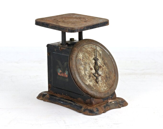 Vintage Scale, Antique Kitchen Scale, Black Scale, Rustic Kitchen Scale ...