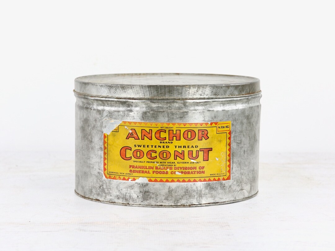 Large Anchor Coconut Tin, Advertising Tin, Vintage Bakery Decor ...