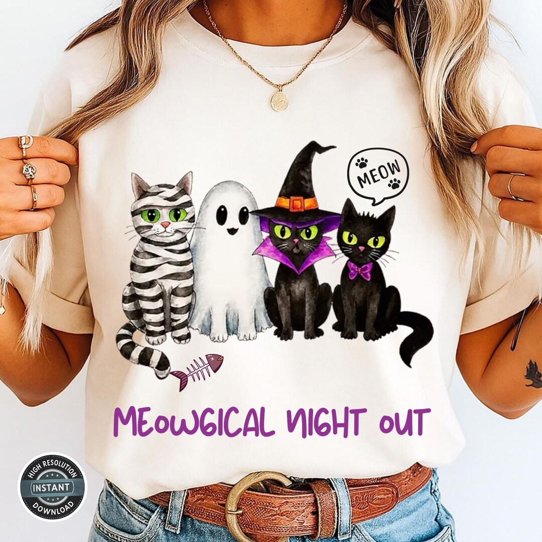 Spooky Cute Cats PNG |halloween Cats Png |cute Halloween Clipart for ...