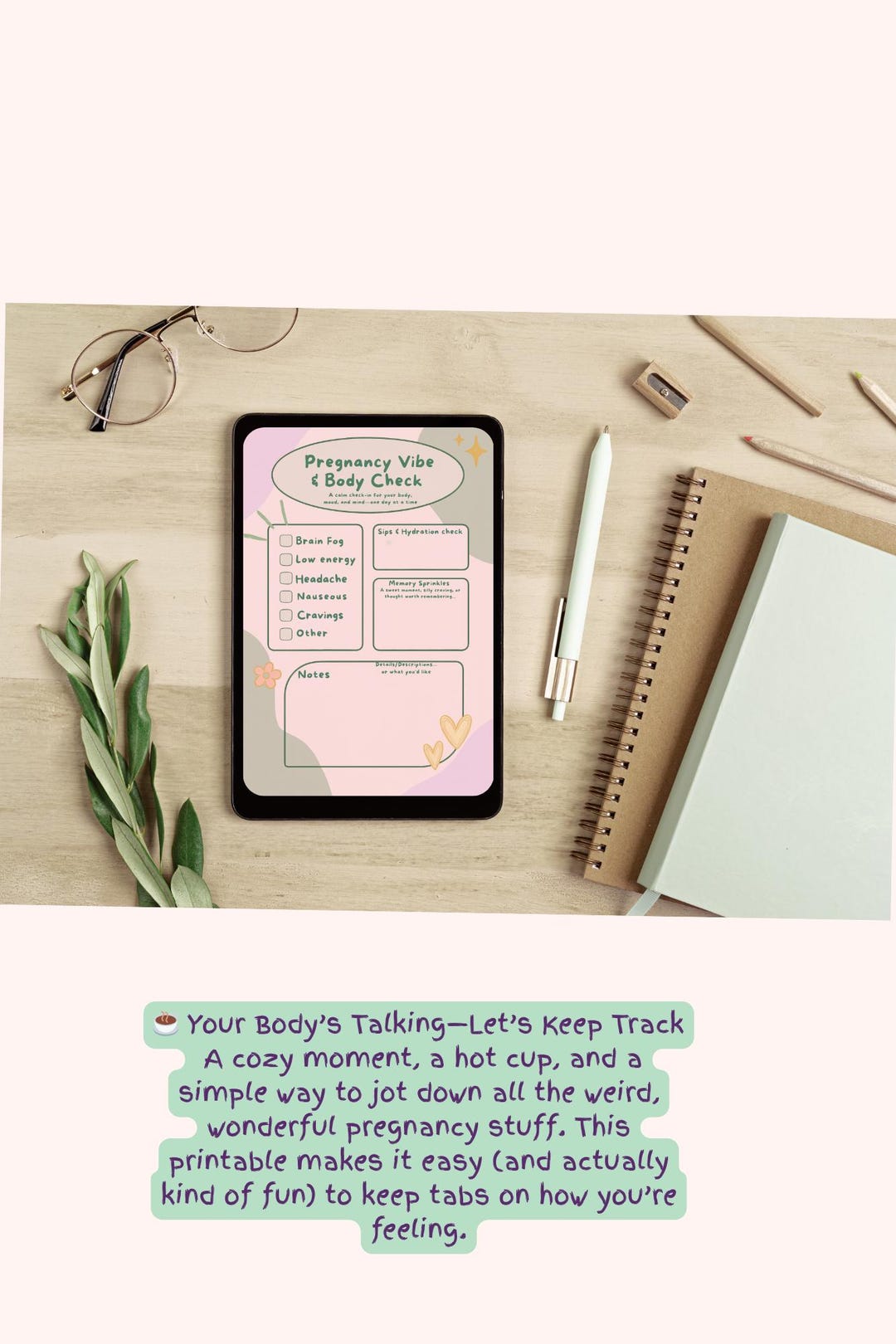 Pregnancy Symptom Tracker | Printable Pregnancy Vibe & Body Check ...