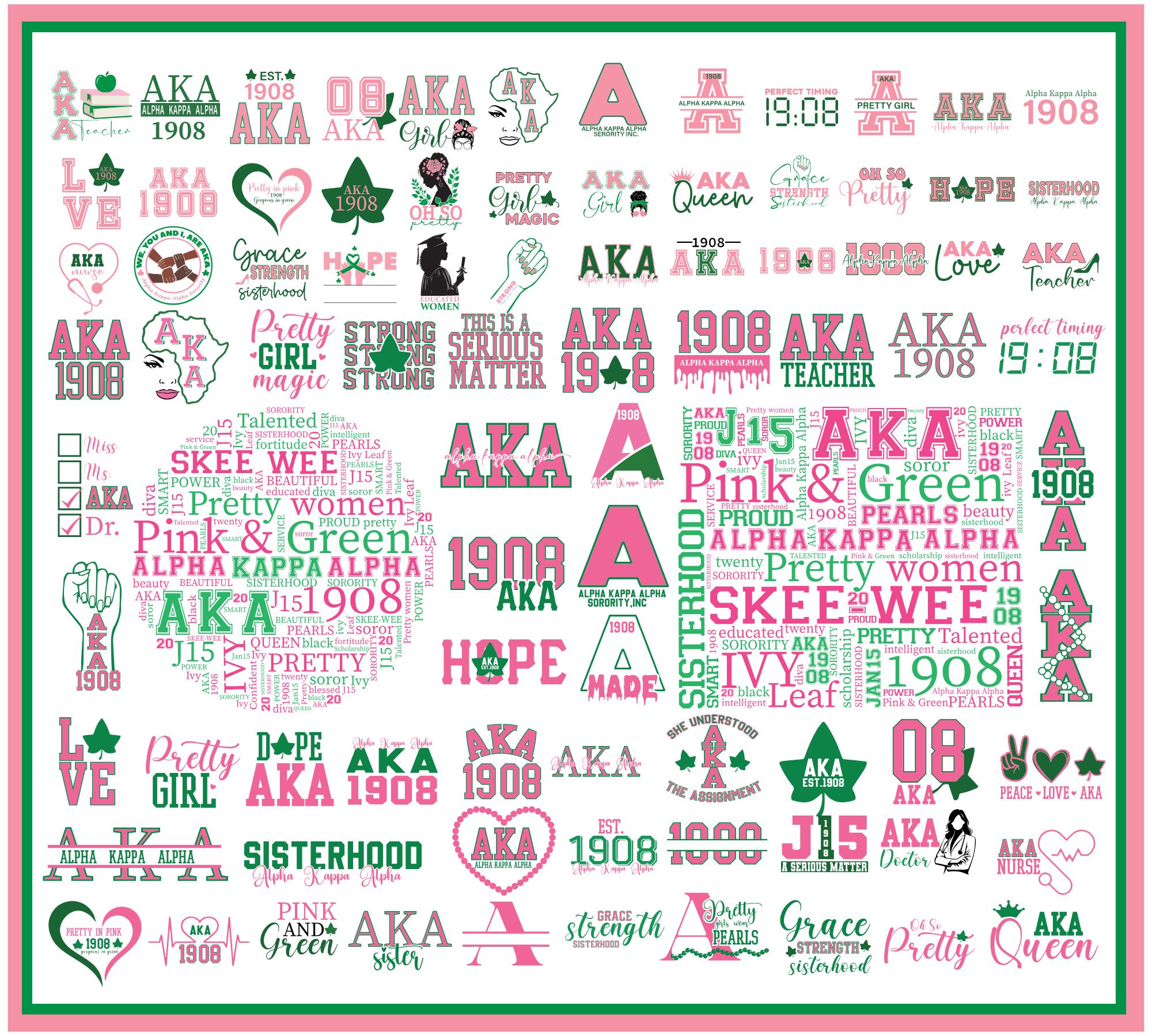 AKA 90 Design SVG Bundle – Pink & Green | 1908 | Sisterhood | Cricut ...