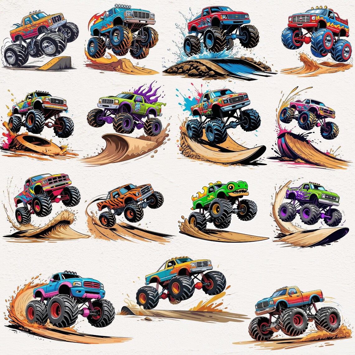 Mega Monster Truck PNG Bundle | 170 High-resolution Designs | Kids T ...