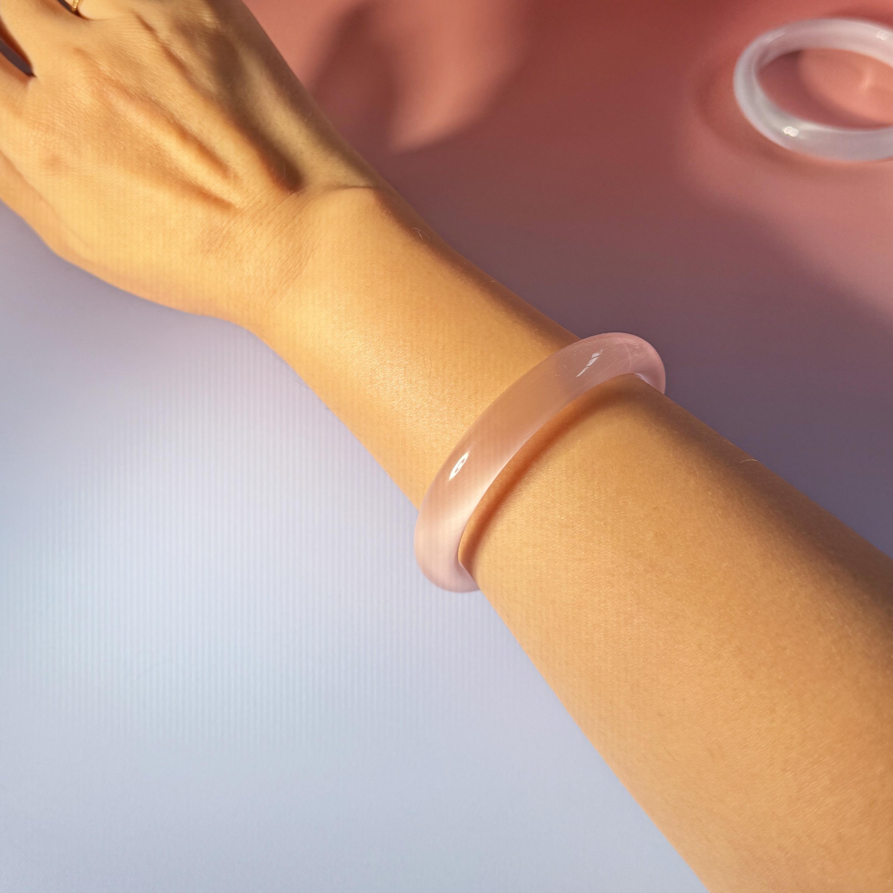 Blue Pink Quartzite Cat’s Eye Jade Bangle 58-62mm, High Quality Pink ...