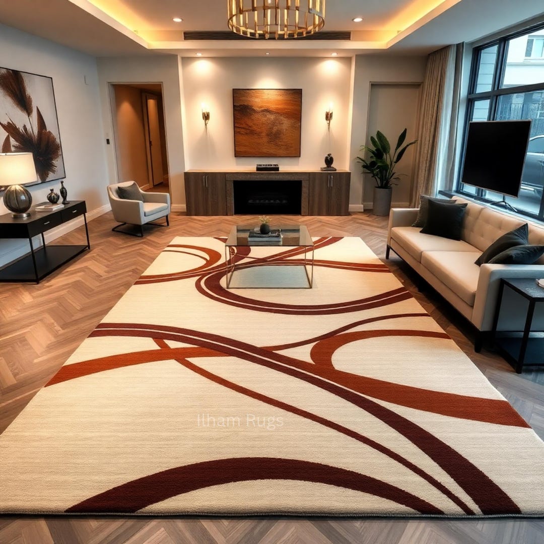 Beige & Brown Abstract Tufted Area Rug - Etsy