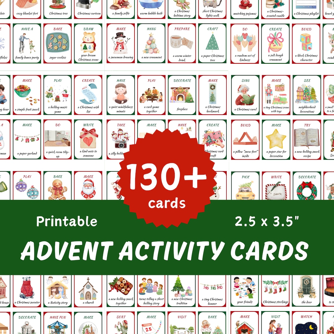 Advent Calendar Activity Cards for Kids |printable Christmas Countdown ...