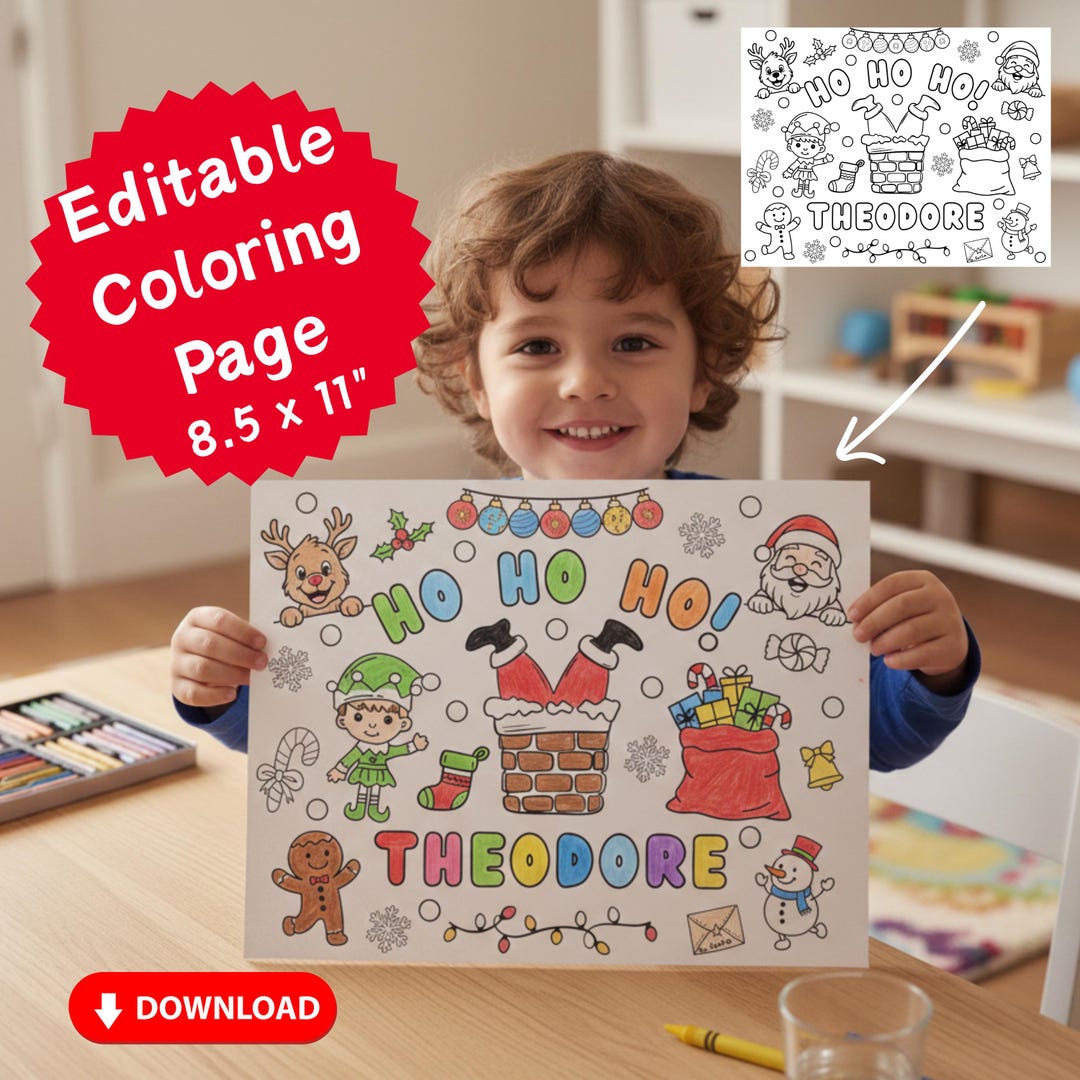 Editable Christmas Coloring Page for Kids | Printable Holiday Activity ...