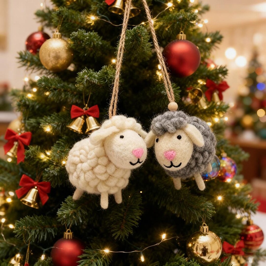 Handmade Felt Sheep Christmas Ornament – Wool Holiday Decor - Etsy