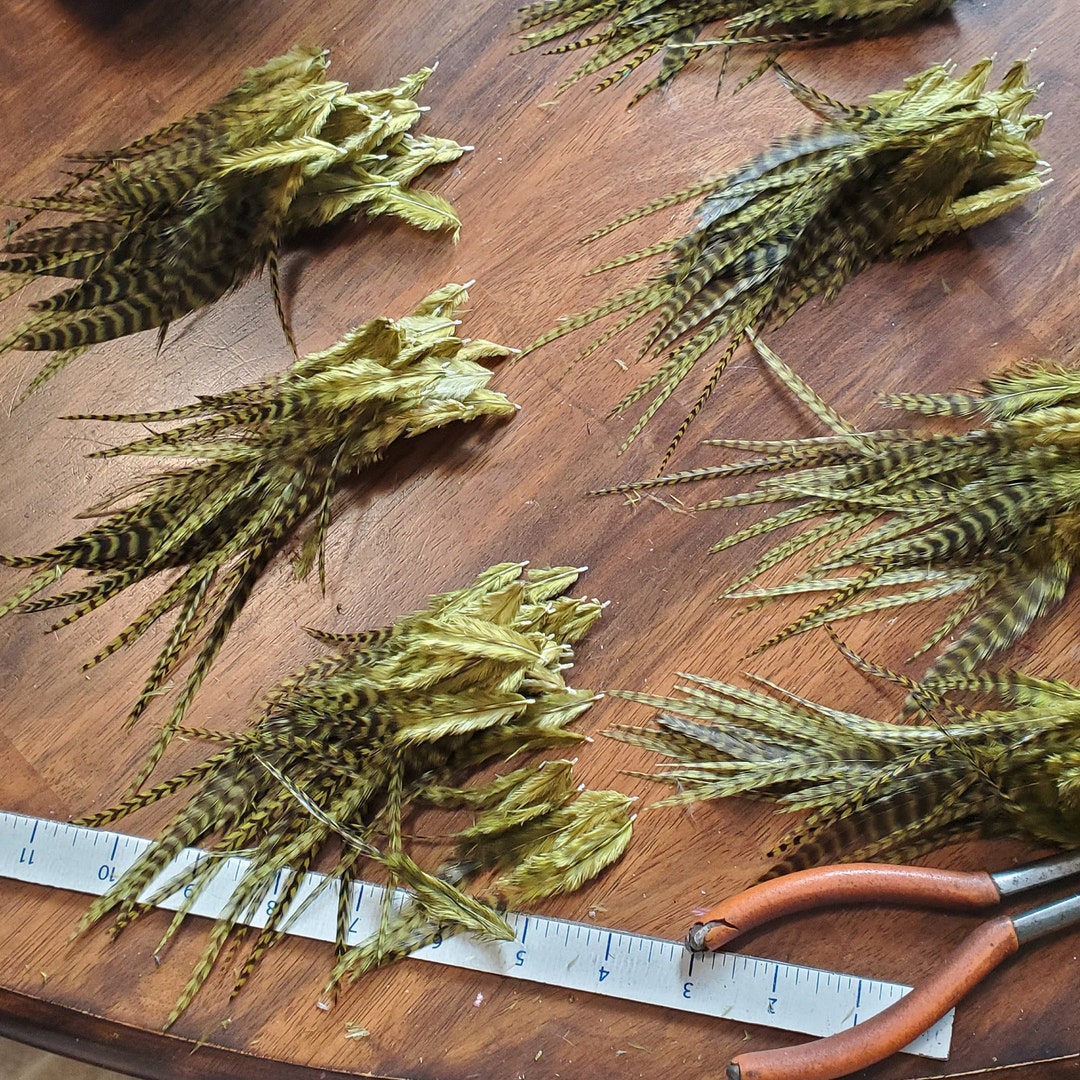 24 Olive Grizzly Feathers 3 to 8 Inches Craft Feathers Saddle - Etsy
