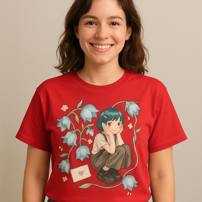 Cute Anime Girl T-shirt,flower Letter Graphic Tee,japanese Aesthetic ...