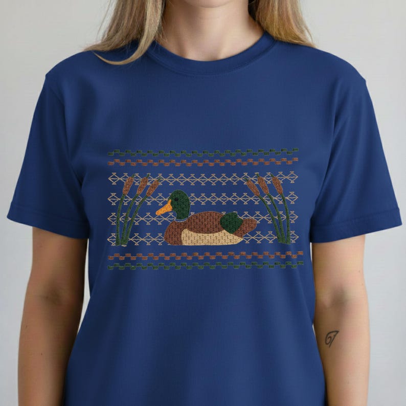 Mallard Duck Smock PNG, Faux Embroidery Children's Design, Embroidered ...