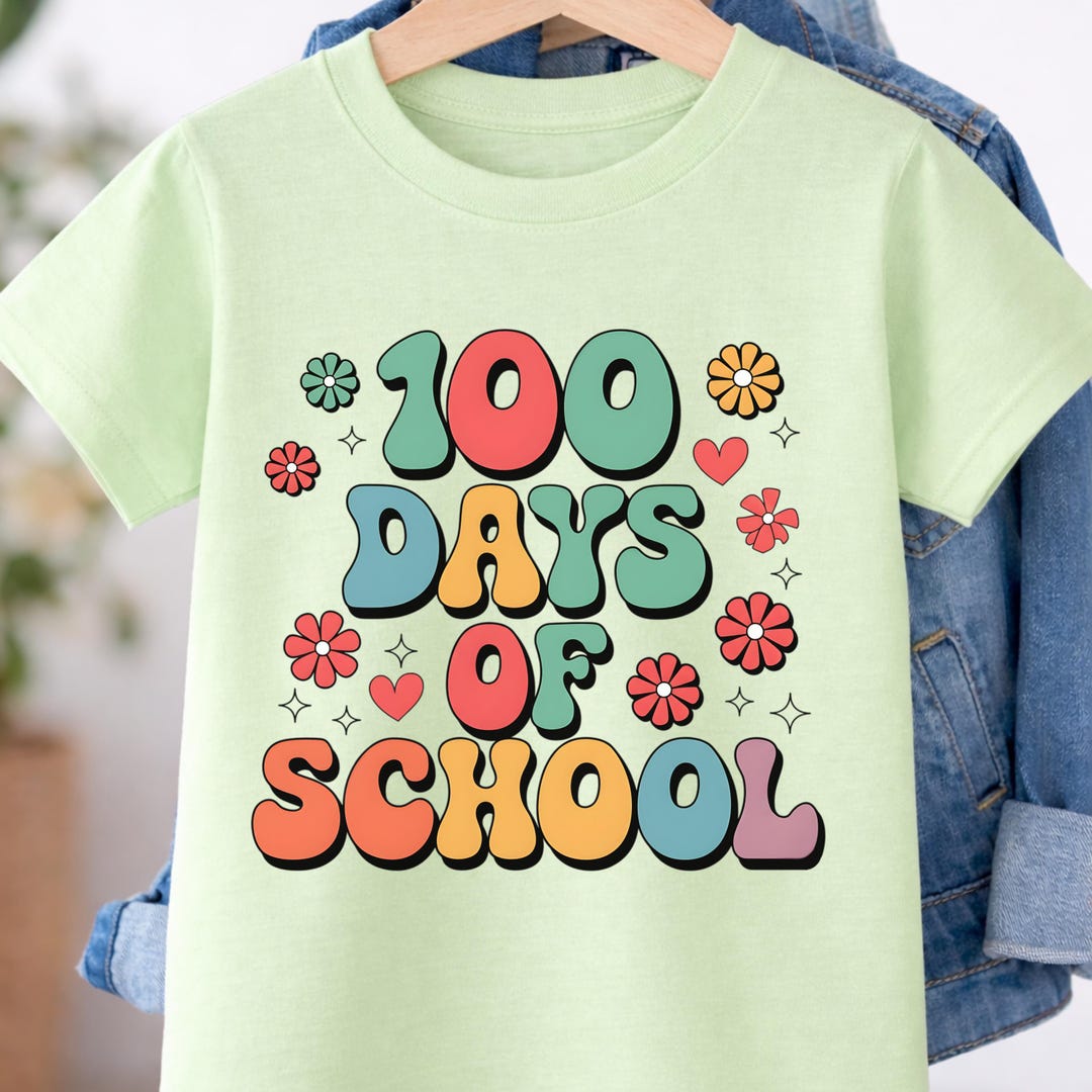100 Days of School PNG, Retro Groovy 100th Day Design, Bubbly ...