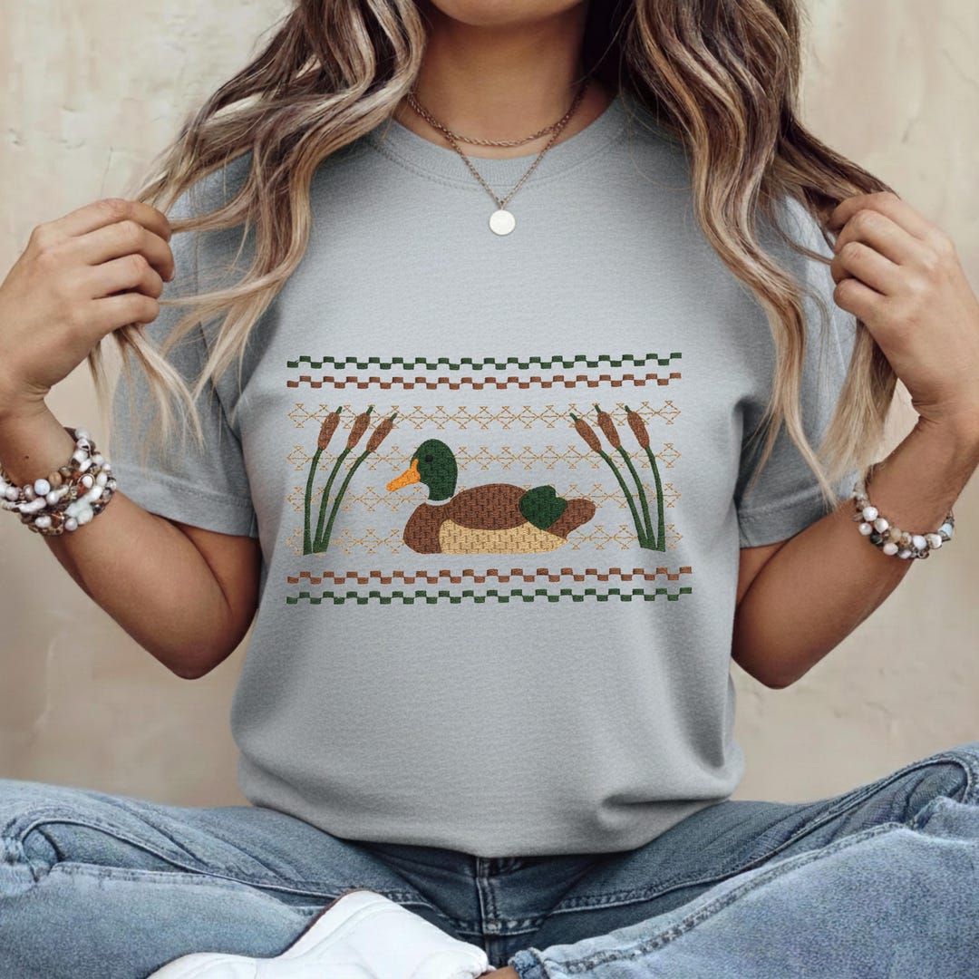 Mallard Duck Smock PNG, Faux Embroidery Children's Design, Embroidered ...