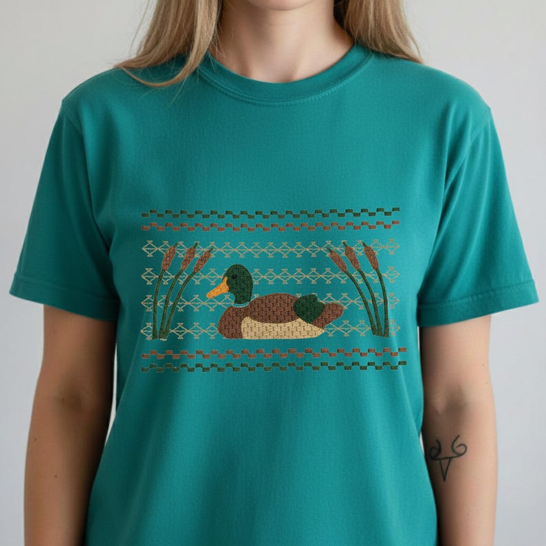 Mallard Duck Smock PNG, Faux Embroidery Children's Design, Embroidered ...