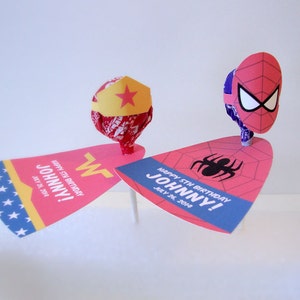 Valentines Day Super Hero Inspired Personalized Lollipop Favors DIY ...