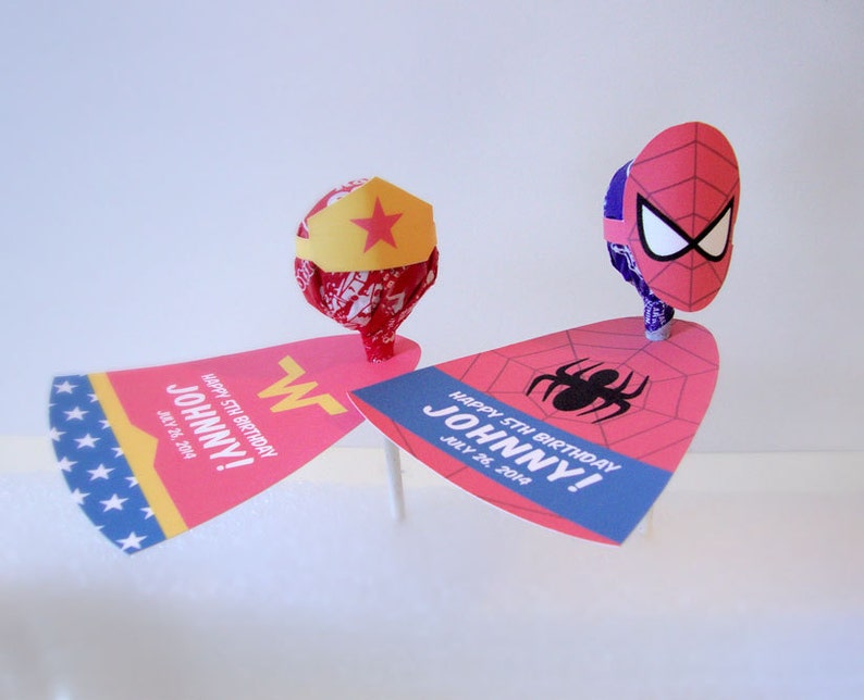 Valentines Day Super Hero Inspired Personalized Lollipop Favors DIY ...