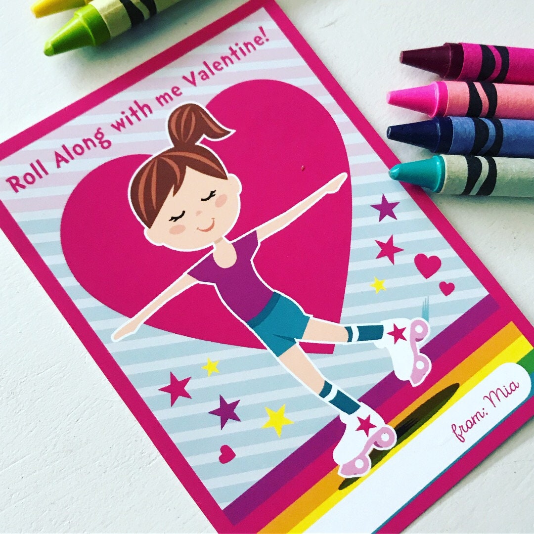 Roller Skating Valentine DIY Printable File - Etsy