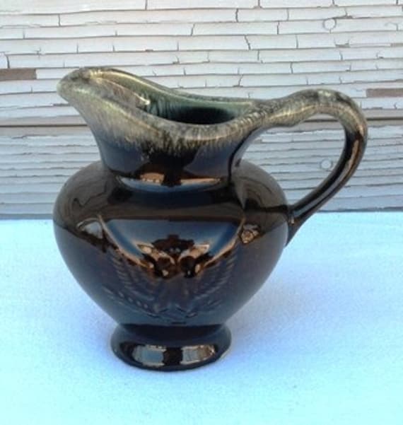 Vintage Hull Pitcher Pottery Imperial Eagle USA Drip Glaze | Etsy