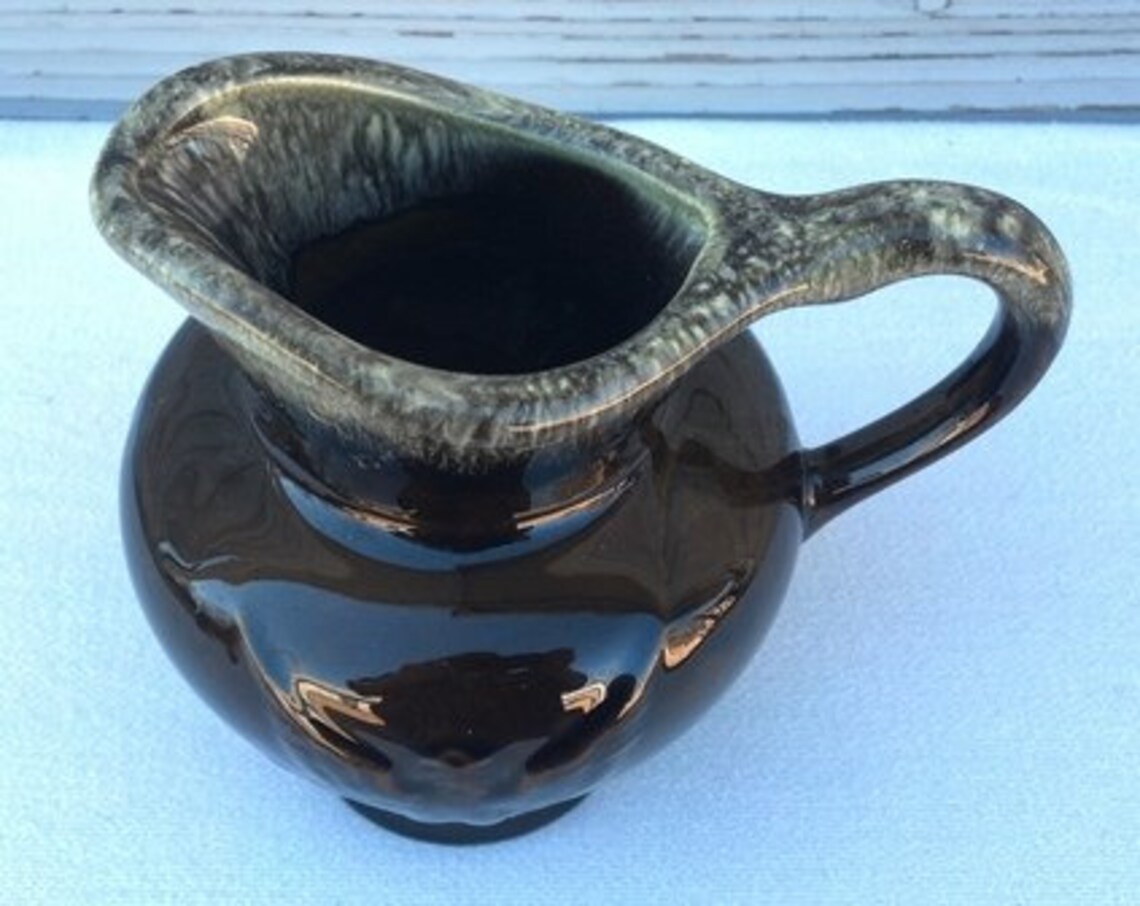 Vintage Hull Pitcher Pottery Imperial Eagle USA Drip Glaze Pitcher ...