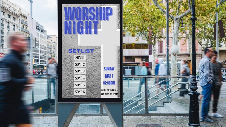 Editable Worship Night Flyer Template | Church Event Canva Invitation ...