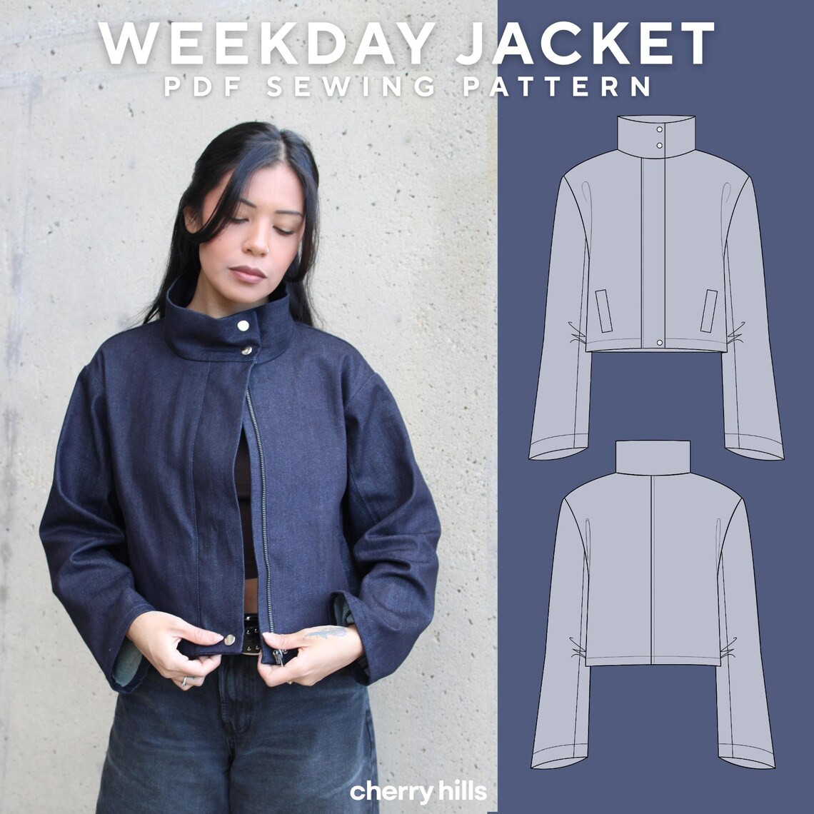 Weekday Jacket PDF Sewing Pattern | Unisex Jacket With Funnel Collar - Etsy