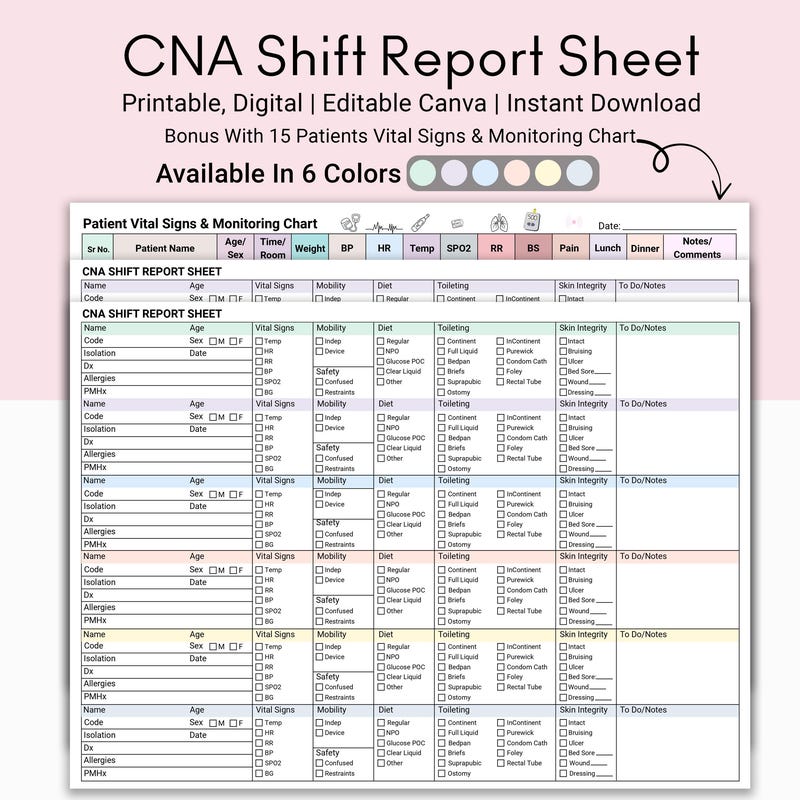 Report Sheet Templates 10 Patient - Etsy