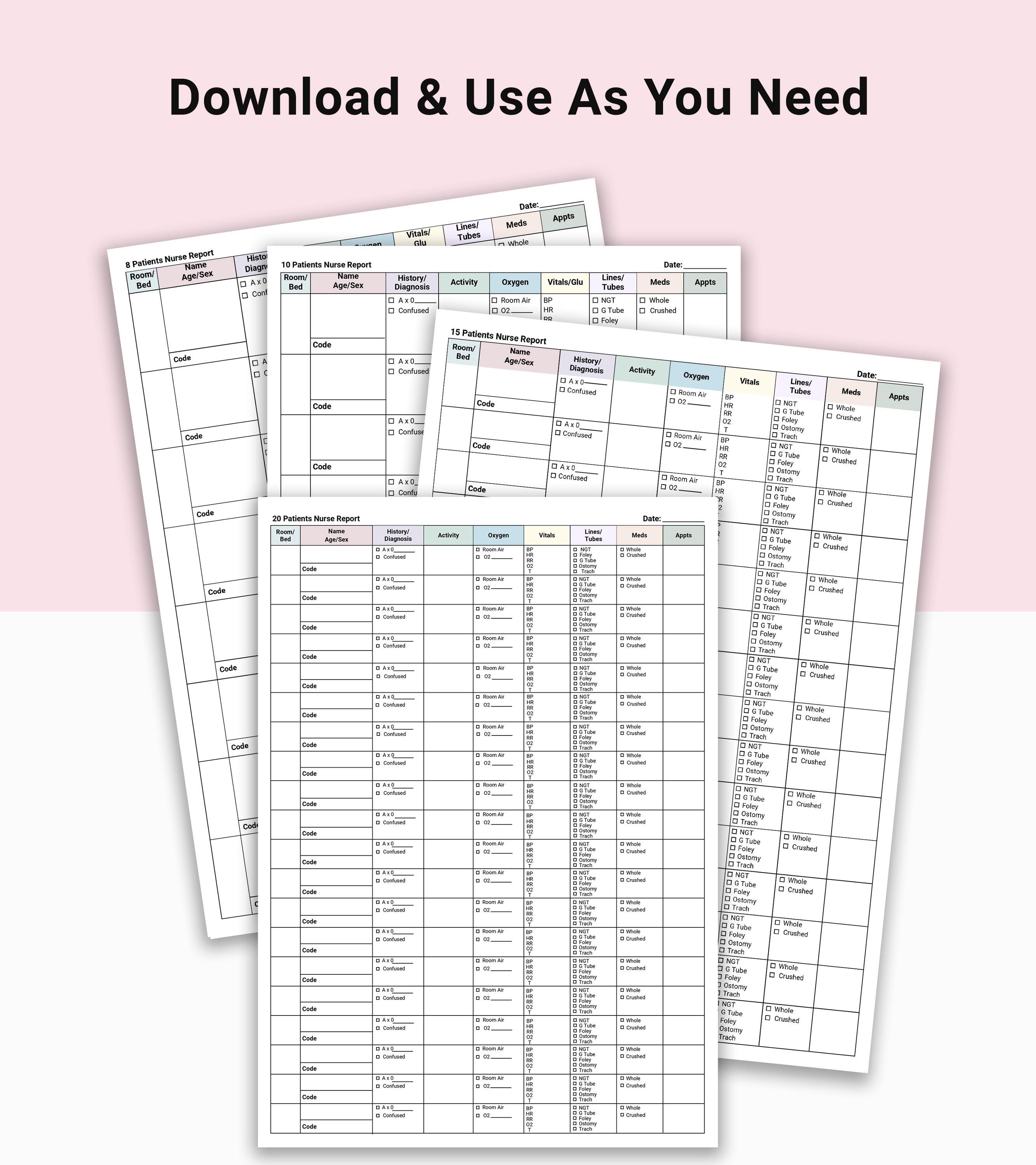 LTC Nurse Report Sheet Bundle: Editable Shift Organizer (PDF + Canva Template) - Etsy