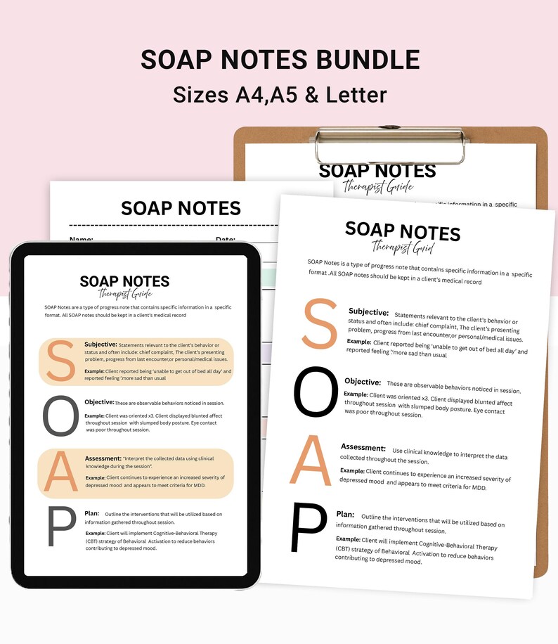 Editable SOAP Note Template: Mental Health Therapy, Nursing (canva PDF ...