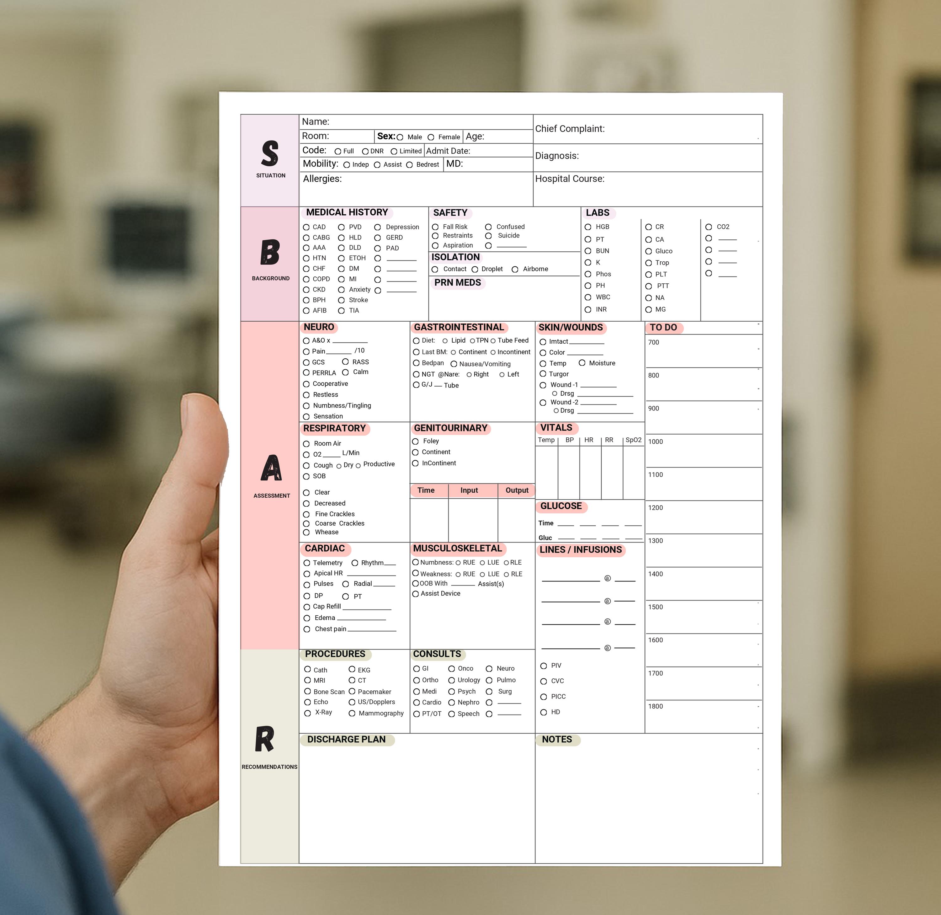 SBAR Nursing Report Templates: Editable Nurse Handoff Sbar Sheets (PDF ...