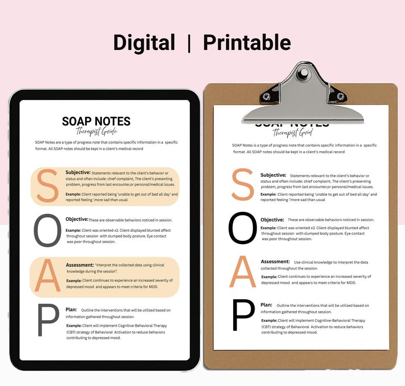 Editable SOAP Note Template: Mental Health Therapy, Nursing (canva PDF ...