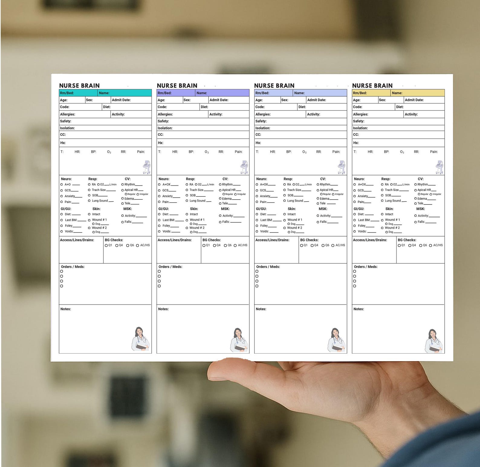 Hospice Nurse Report Sheet: 8,4 Patient,vital Sign Editable Template ...