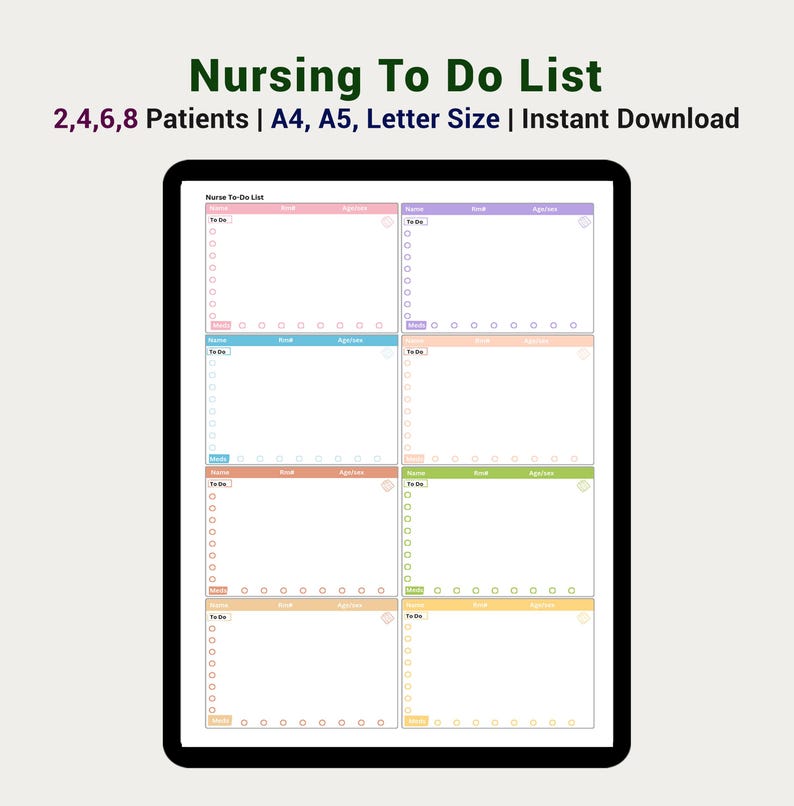 Nurse To-do List Printable: Patient Care Planner (editable Canva PDF ...