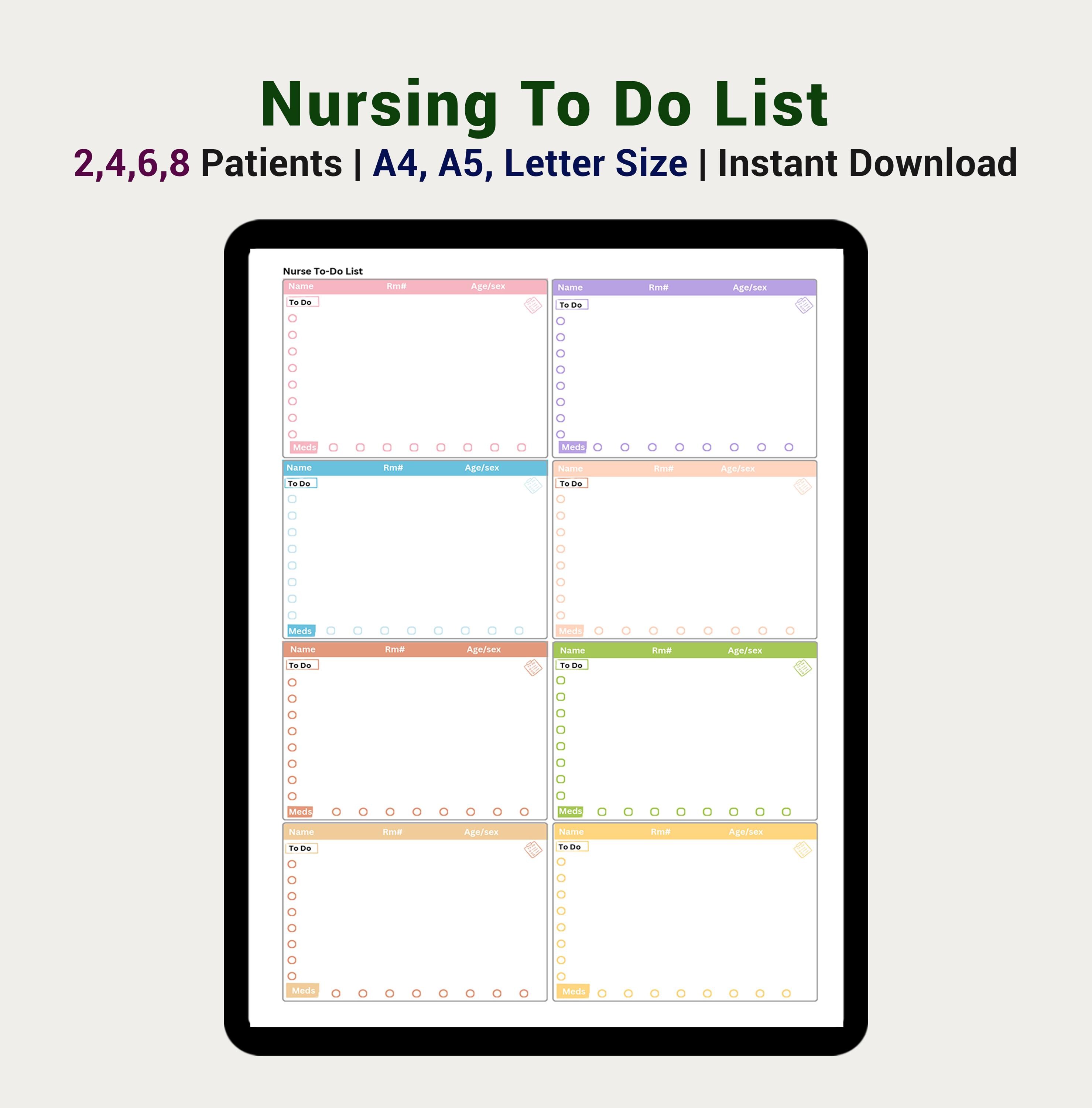 Nurse To-do List Printable: Patient Care Planner (editable Canva PDF ...