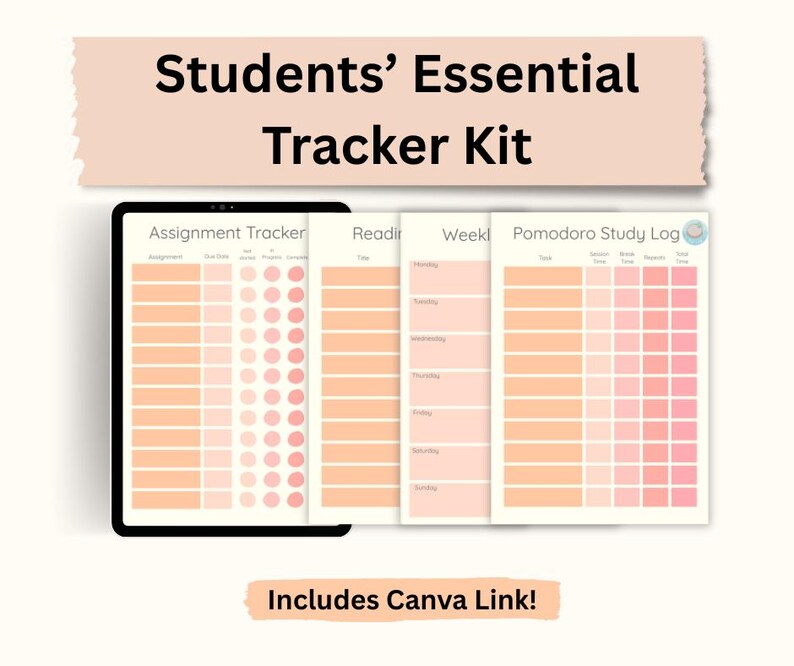 Study Tracker Kit | 7 Page Printable PDF | Assignments, Reading, Essay ...