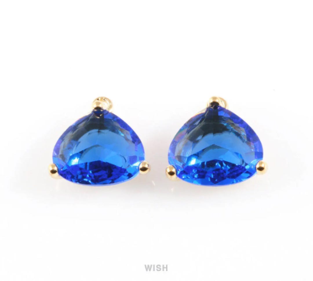 Cobalt Blue Pear Shape Glass Charm in Gold, Framed Pendant / GCTG-042-P ...