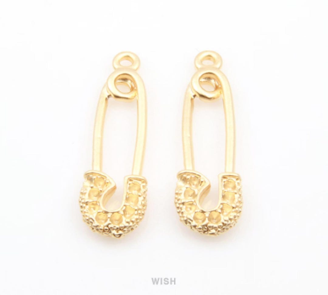 Safety Pin Pendants in Matte Gold, Safety Pin Charms / MMG-068-P - Etsy