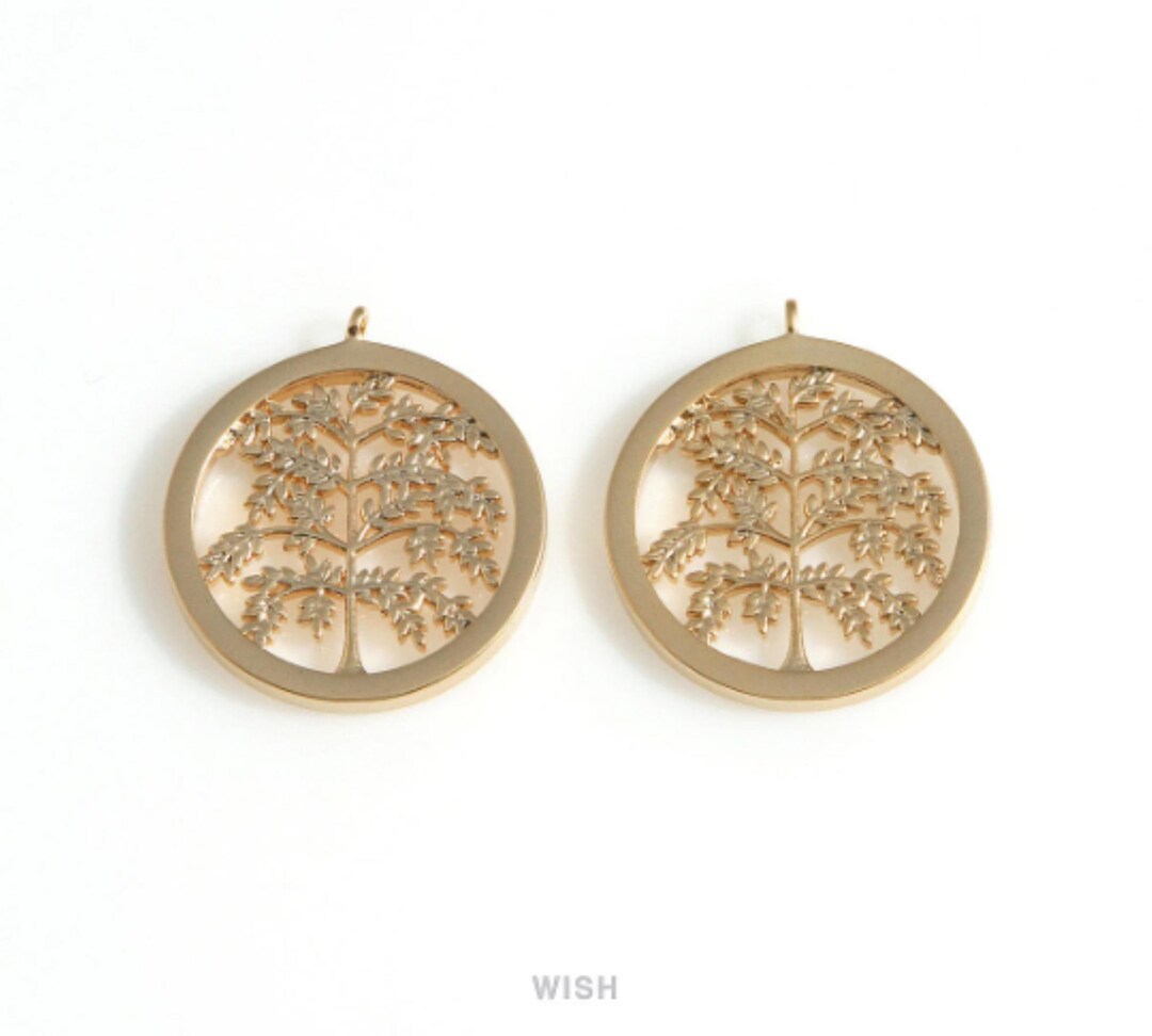 Family Tree Charm in Matte Gold, Family Tree Pendant / MMG-687-P - Etsy