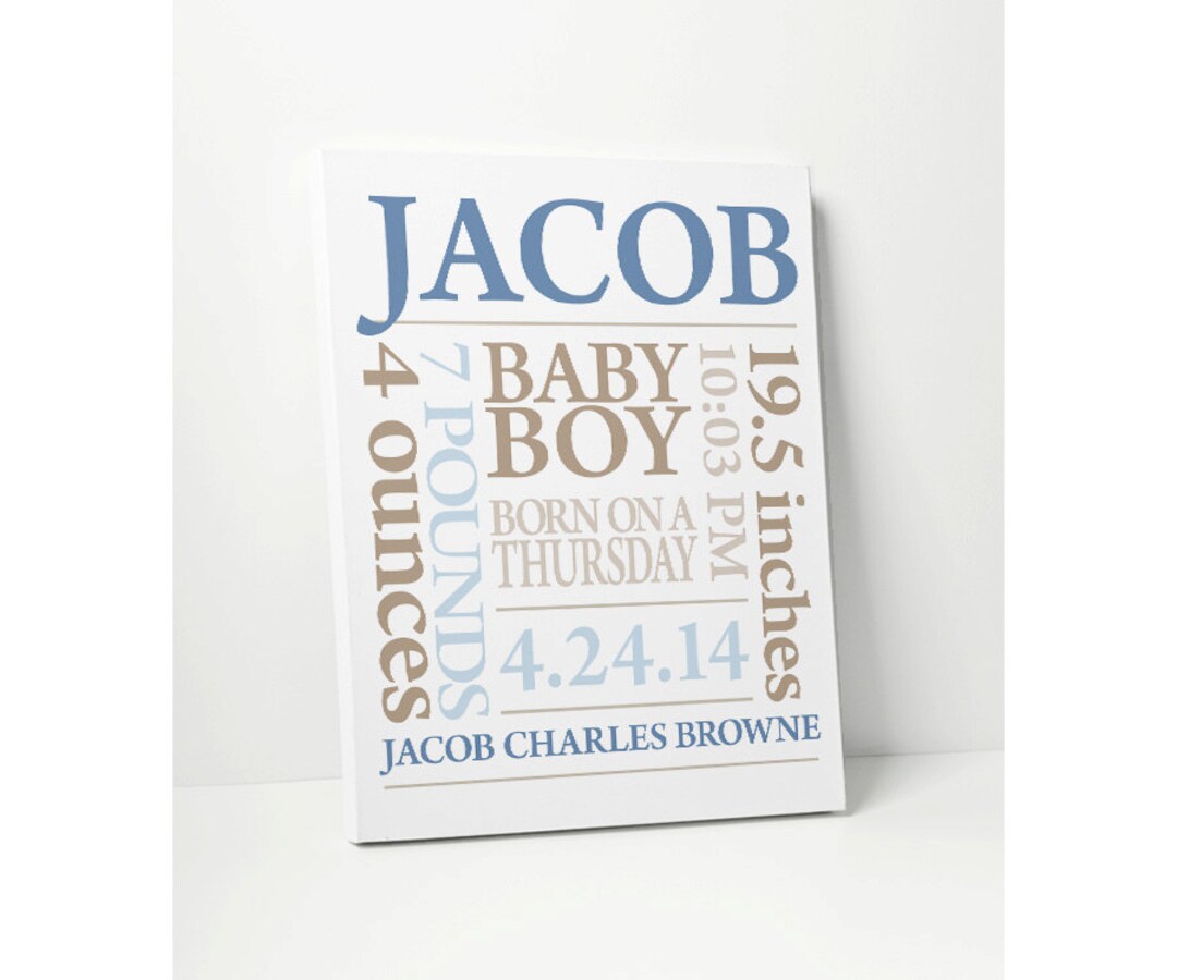 CANVAS PRINT: Baby Boy Gift Personalized Nursery Art With Baby Name ...