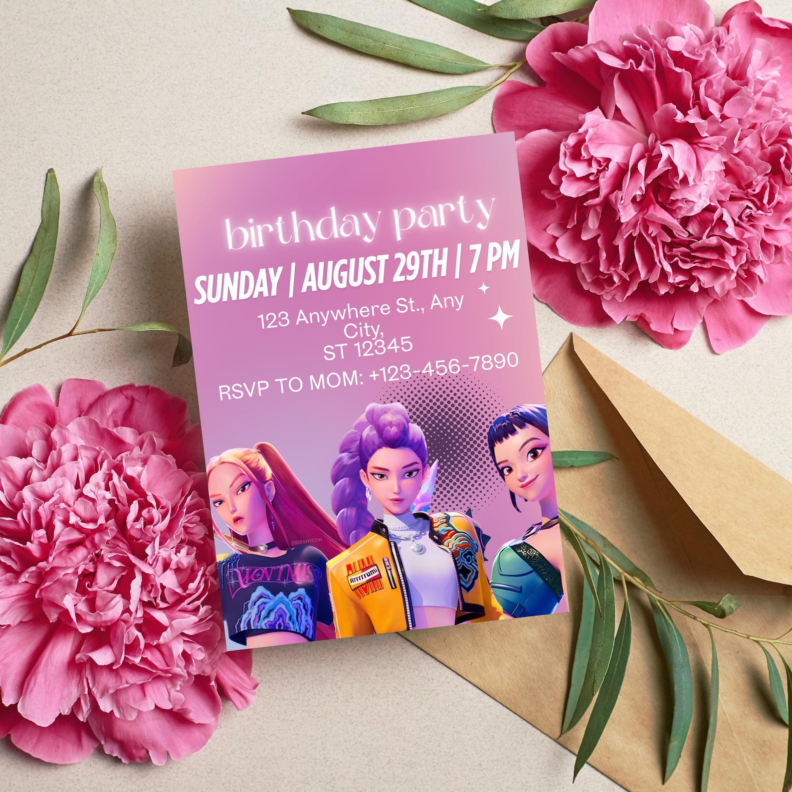 Editable Kpop Demon Hunters Birthday Invitation Template – Customizable ...
