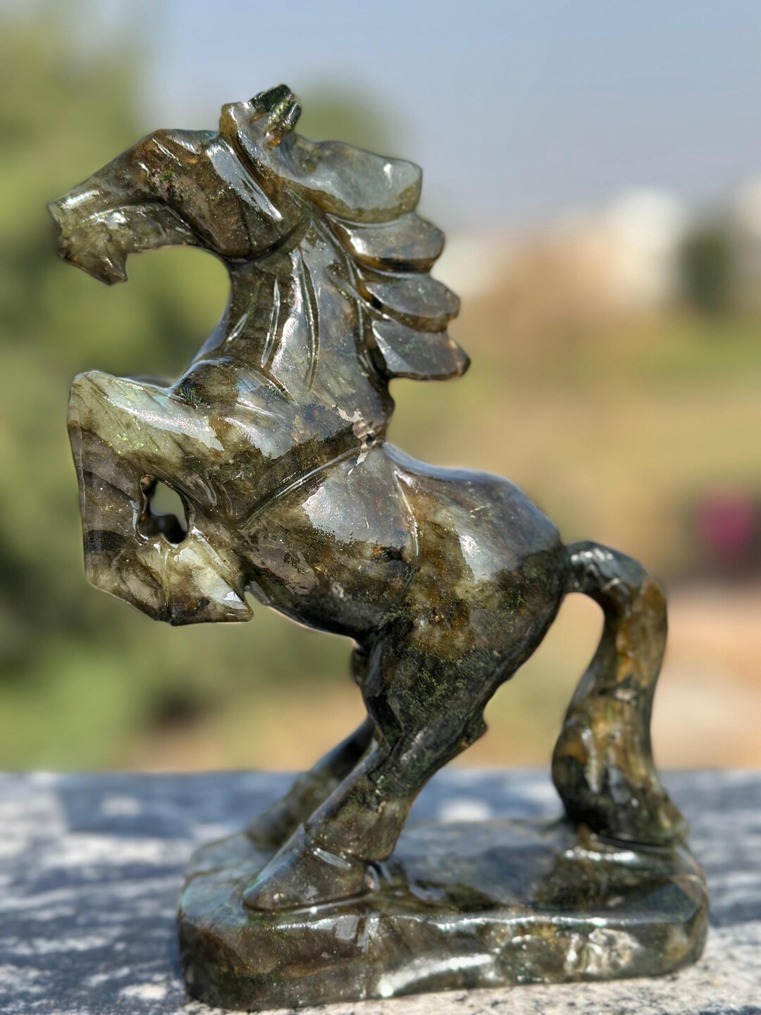 Labradorite Horse - Carved Horse Statue -purple Flash Labradorite ...