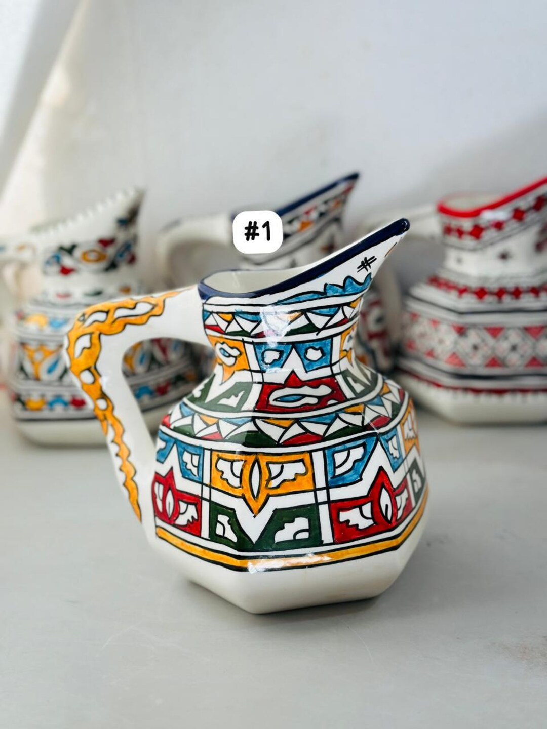 Handmade Moroccan Clay Jug – Hand-painted Pottery Art – A Touch of ...