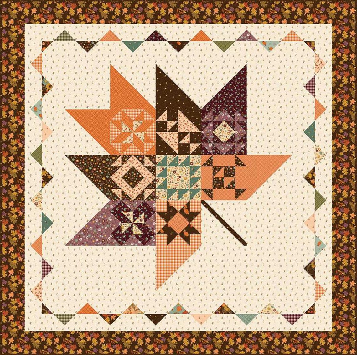 Pressed Leaves Fall Quilt Kit - Awe of Autumn Fabric Collection by ...