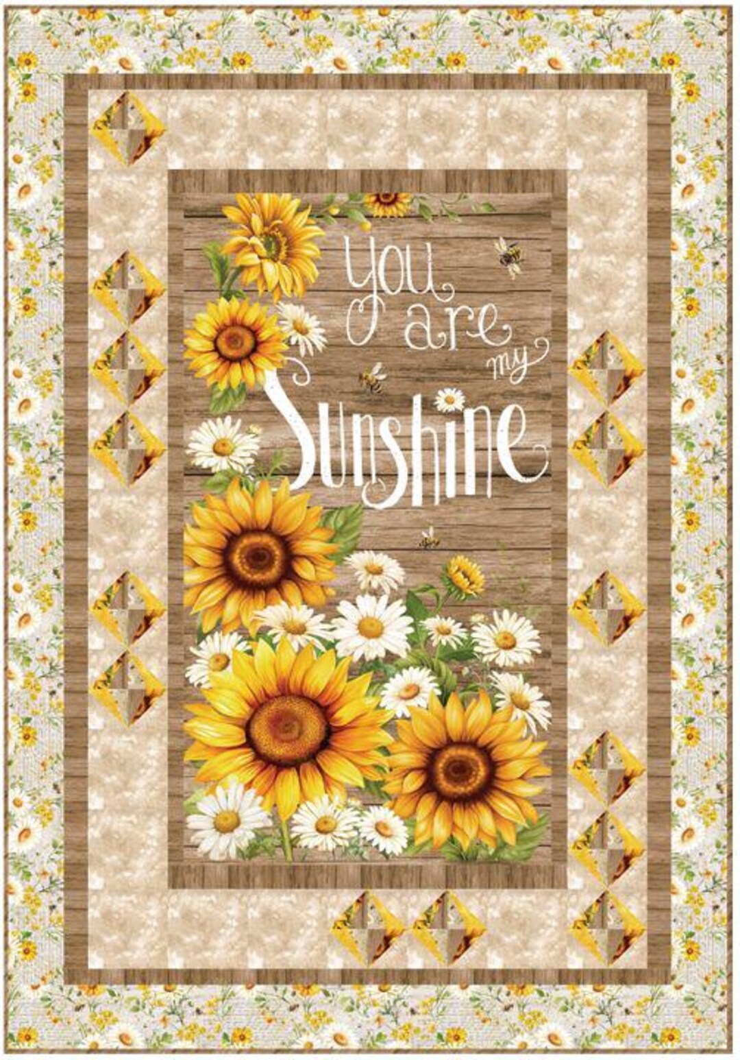 Sunflower and Bee Panel Quilt Kit: You Are My Sunshine Fabric ...