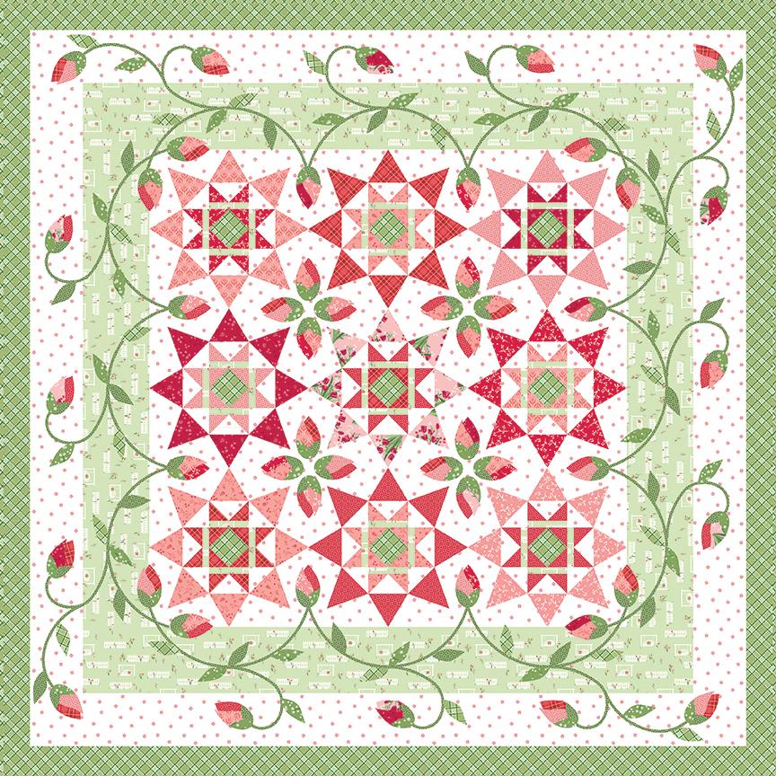 Village Green Quilt Kit, Spring Floral and Plaid: Front Porch Fabric ...
