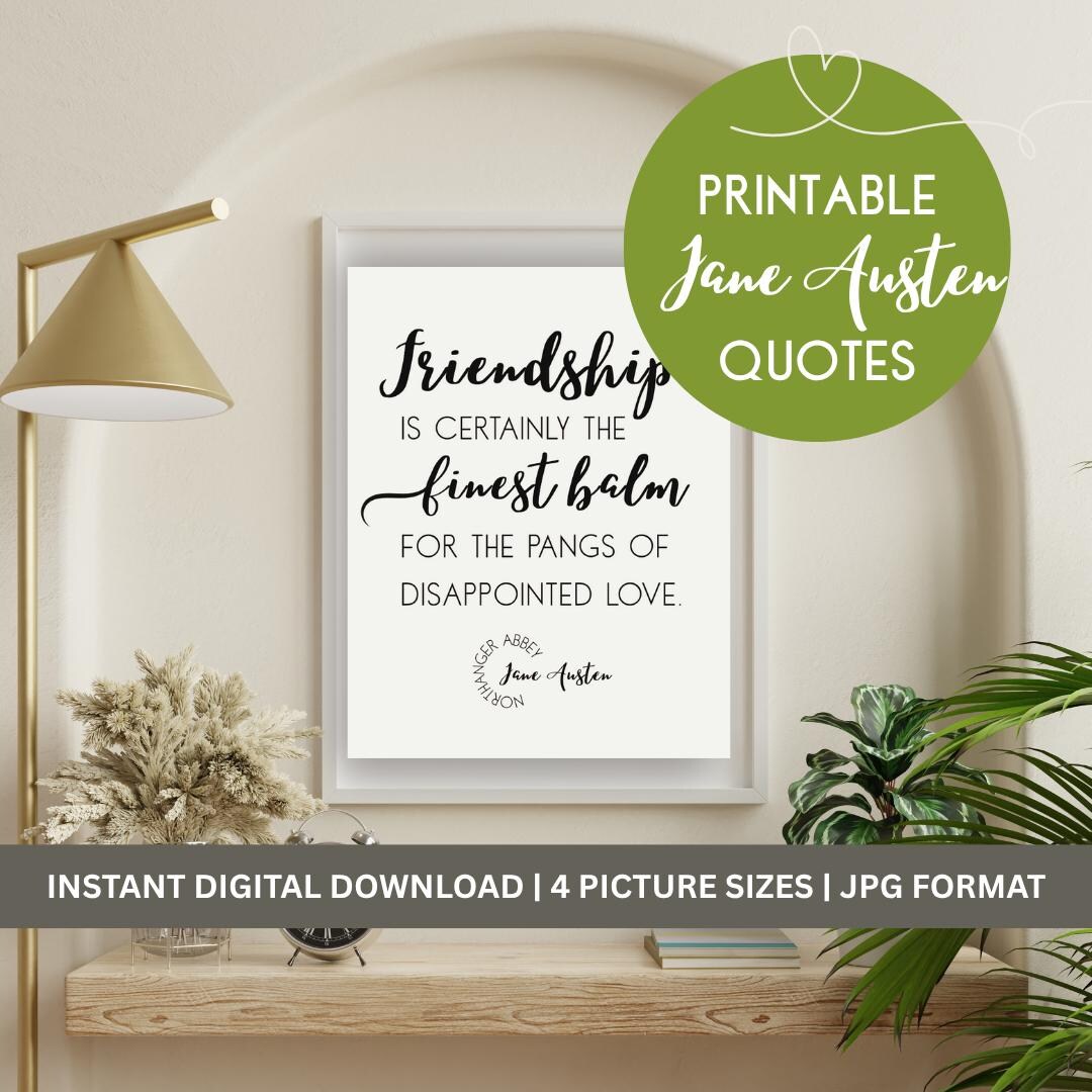 Jane Austen Quote, Downloadable Wall Art, Printable Quote, Black and ...