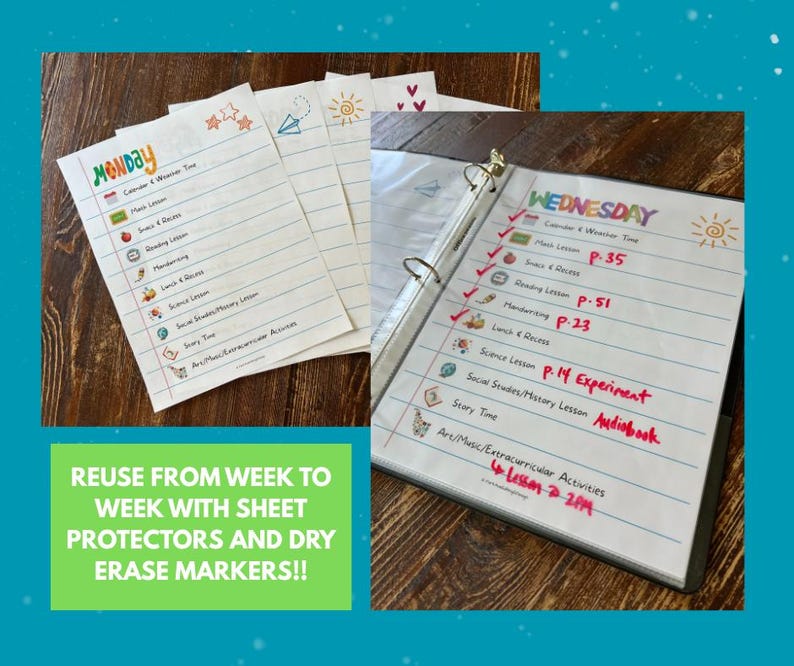 Fun Colorful Daily Schedule Pages, Elementary, Printable PDF, Canva ...